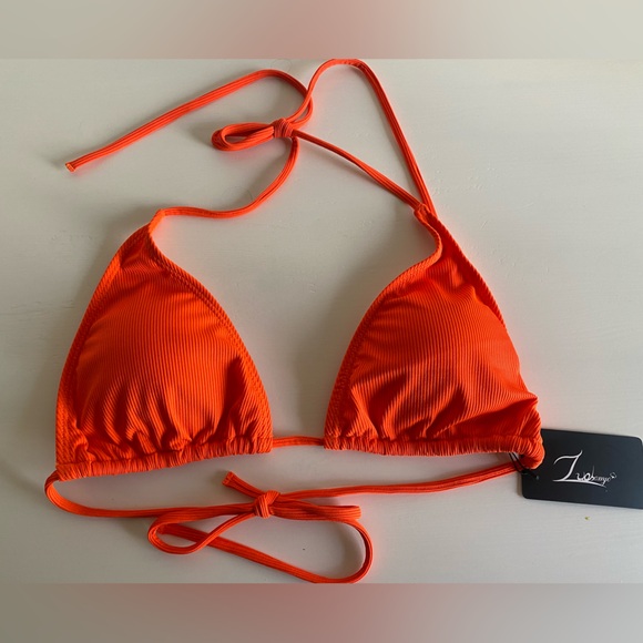Amazon | Swim | Neon Orange Triangle Bikini Top | Poshmark